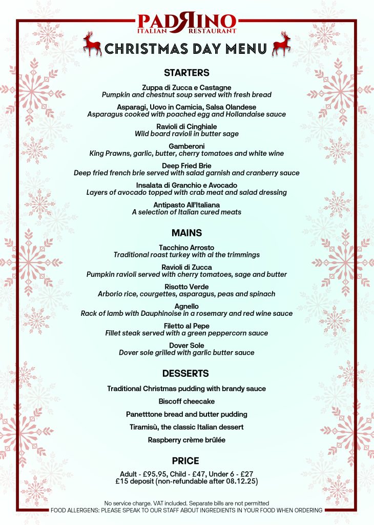 Christmas Menu - Padrino Southend